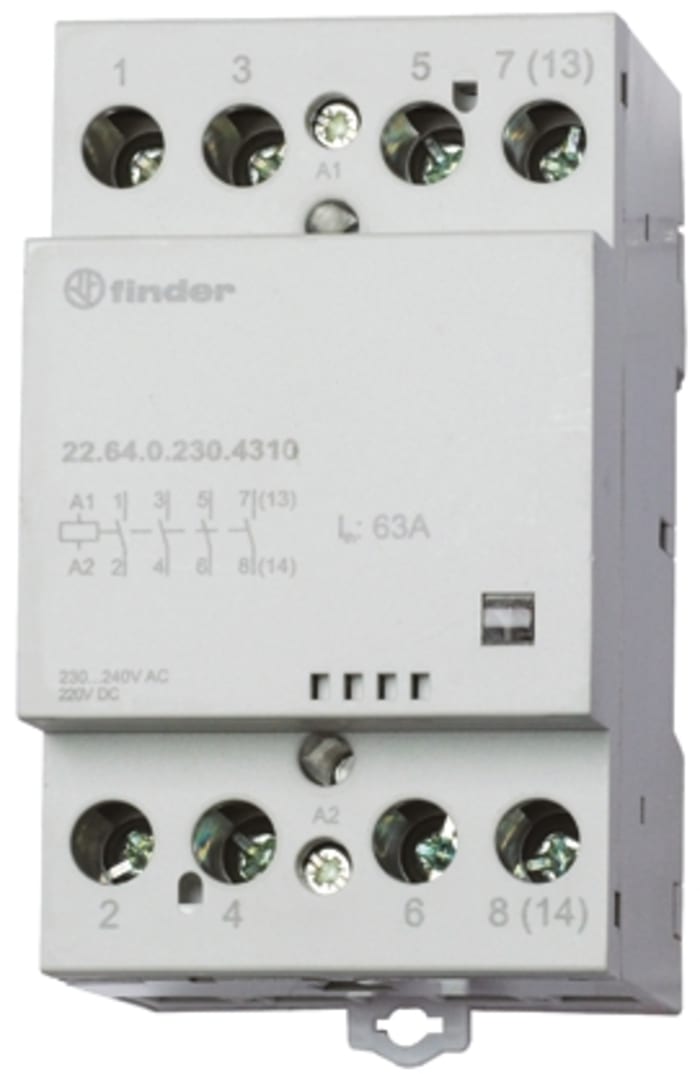 22.64.0.120.4610 Finder | Finder 22 Contactor, 125 V ac Coil, 4-Pole ...