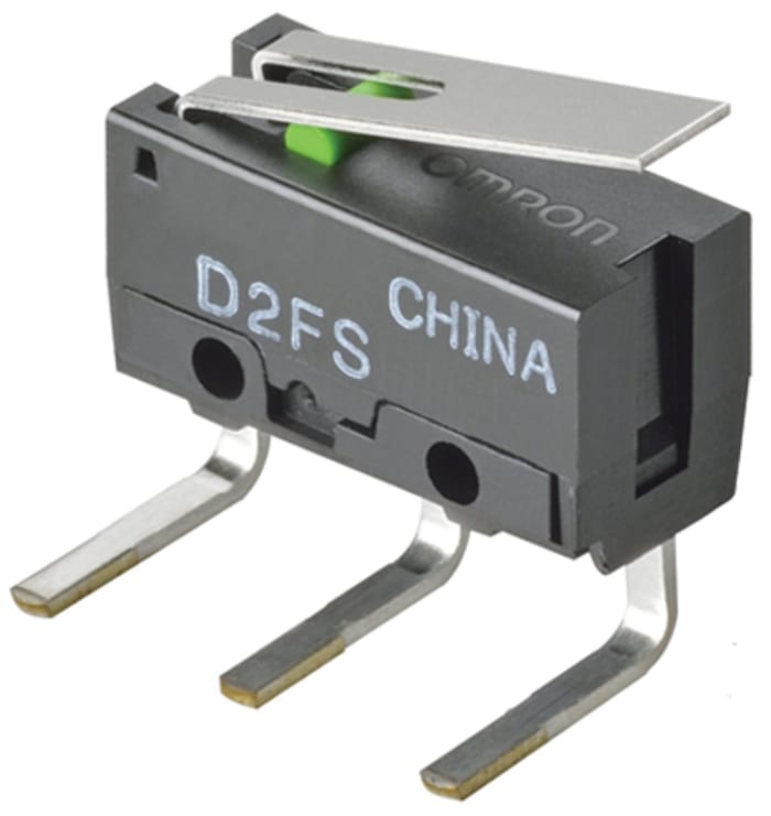 D2FS-FL-N-A1 Omron | Omron Hinge Lever Micro Switch, Left Angle PCB Terminal, 100 mA @ 5 V dc ...