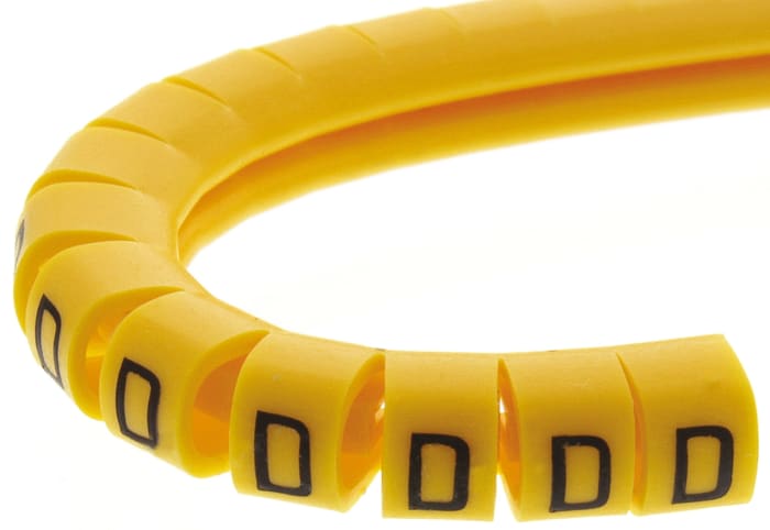 RS PRO | RS PRO Slide On Cable Markers, Black on Yellow, Pre-printed "D ...
