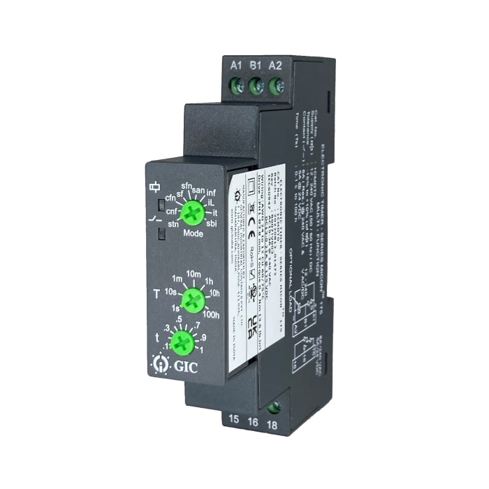 1CMDT0 GIC | GIC DIN Rail Mount Timer Relay, 12 → 240V ac/dc, 1-Contact ...