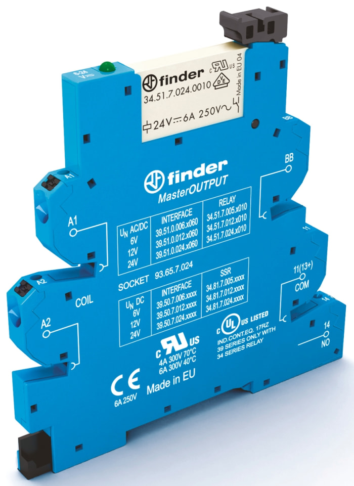 39.51.0.006.0060 Finder | Finder 39 Series Interface Relay, DIN Rail ...