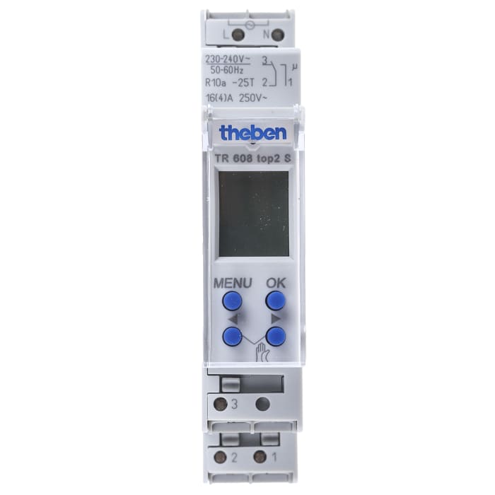 TR608 top2 S Theben | Theben Digital DIN Rail Time Switch 230 V ac, 1 ...