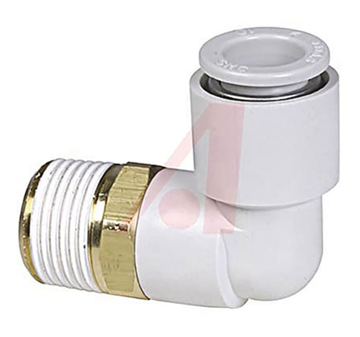 KQ2L08-01A SMC | Racor neumático SMC KQ2, Adaptador de rosca acodado, con. A Macho R 1/8, con. B ...