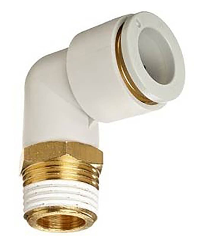 KQ2L08-03A SMC | SMC KQ2 Series Elbow Threaded Adaptor, R 3/8 Male to Push In 8 mm, Threaded-to ...