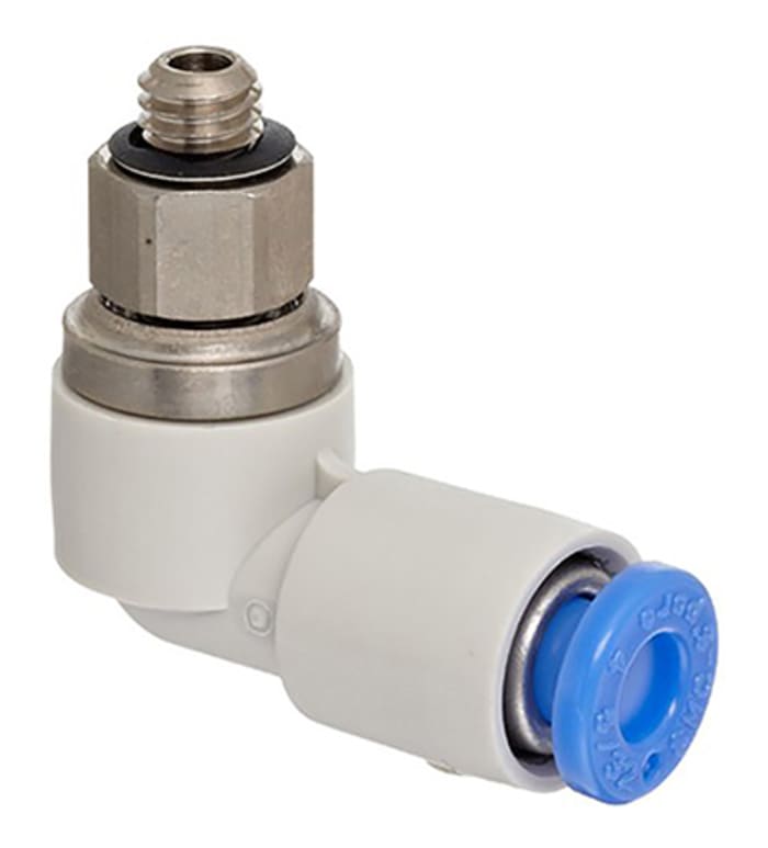 KSL06-M6 SMC | SMC KSL Series Elbow Threaded Adaptor, M6 Male to Push In 6 mm, Threaded-to-Tube ...