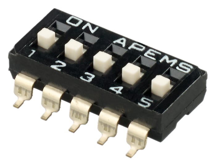 IKD0503101 APEM | 5 Way Surface Mount DIP Switch SPST, Raised Actuator ... IKD0503101 APEM | 5 Way Surface Mount DIP Switch SPST, Raised Actuator ...