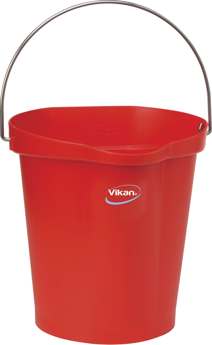 56864 Vikan | 12L Plastic Red Bucket With Handle | 884-7655 | RS