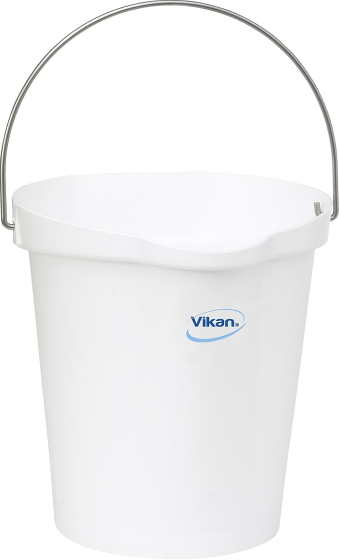 56865 Vikan | 12L Plastic White Bucket With Handle | 884-7658 | RS