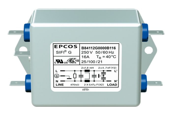 B84112G0000B020 EPCOS | Filtro EMC EPCOS 0.1 x 25 μF, 4700 x 2pF, 2A ...