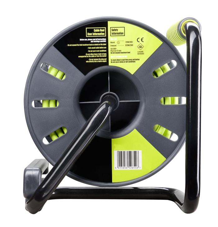 RS PRO | RS PRO 25m 4 Socket Type G - British Cable Reel Open Reel, 240 ...
