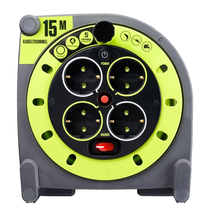 RS PRO | RS PRO 15m 4 Socket Type F - German Schuko Cable Reel Open ...