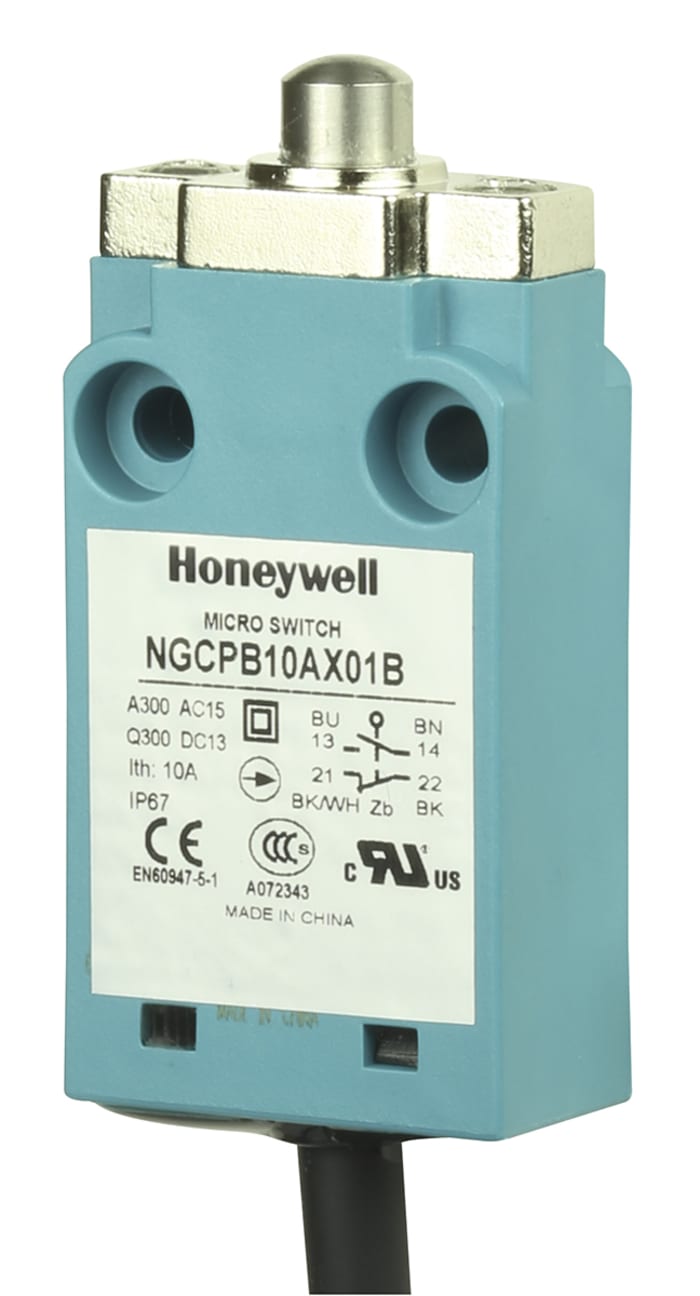 NGCPB10AX01B Honeywell | Honeywell NGC Series Plunger Limit Switch, NO/NC, IP67, SPDT, Plastic ...