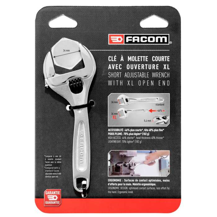 113AS.6CPB Facom | Facom Adjustable Spanner, 160 mm Overall, 33mm Jaw Capacity, Metal Handle ...