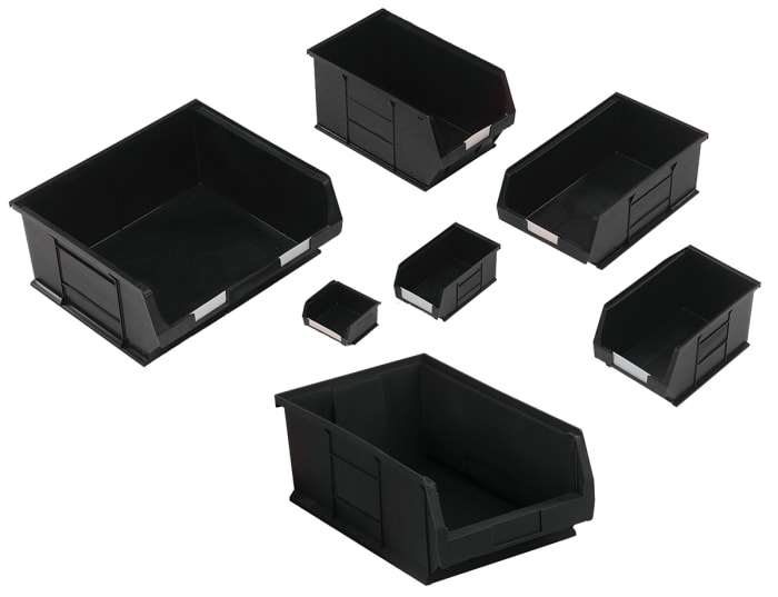 RS PRO | RS PRO PP Storage Bin, 350mm x 205mm x 132mm, Black | 909-6918 ...