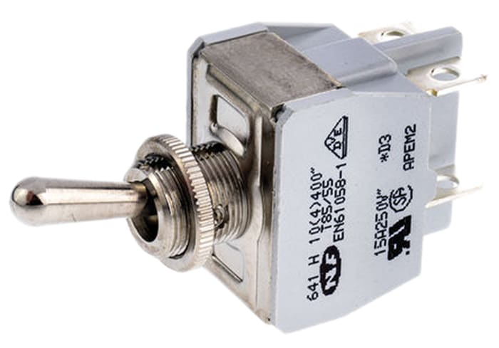 641H/2K APEM | APEM Toggle Switch, Panel Mount, On-Off, DPDT, Solder ...