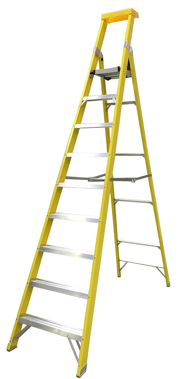 RS PRO | RS PRO Fibreglass 9 steps Step Ladder, 2.49m platform height ...