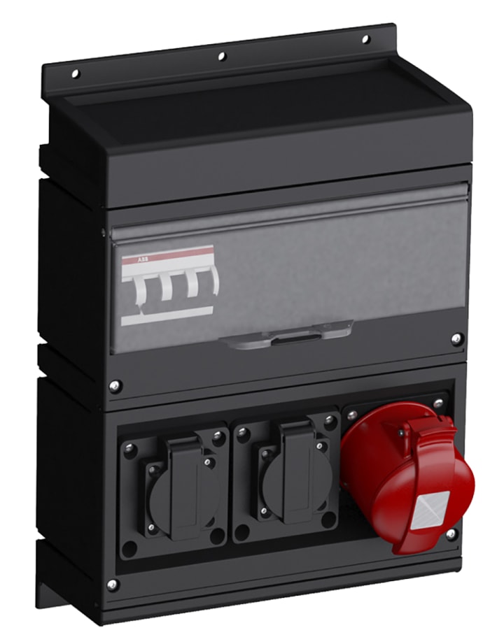 MP32 ABB | ABB, Kombi IP44 Black Panel Mount 1 x 3P + N + E, 2 x 1P + E ...