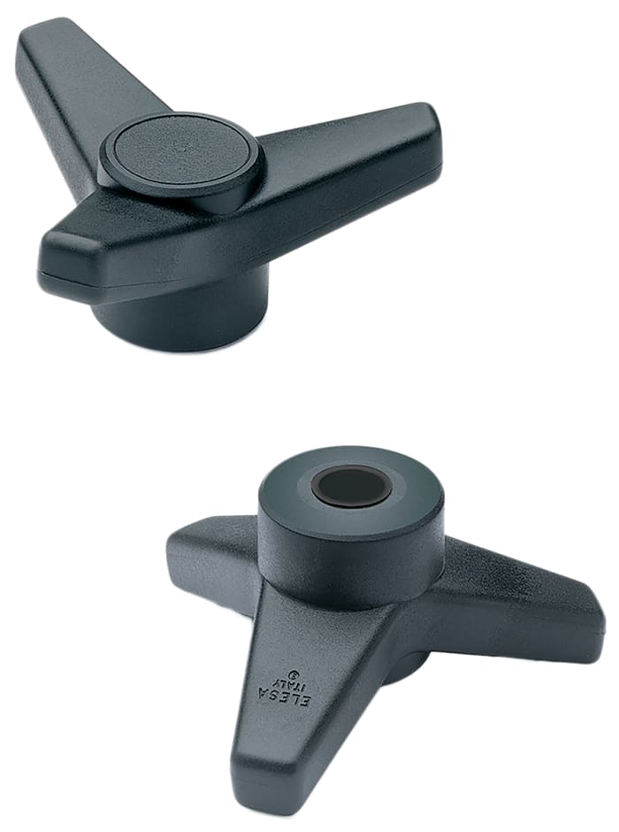 65748 Elesa | Elesa 65748 Black 3-Arm Clamping Knob, M16, Threaded Hole ...