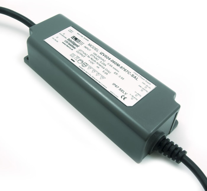 IZV024-060M-9767C-SAL Intelligent LED Solutions | ILS LED Driver, 24V Output, 60 W Output, 2A ...
