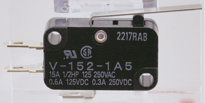 VX-012-1C23 Omron | Omron Hinge Lever Micro Switch, Tab Terminal, 100 mA @ 30 V dc, SPDT, IP40 ...