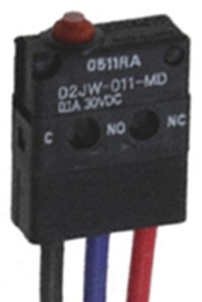 D2JW-011-MD Omron | Omron Pin Plunger Micro Switch, Pre-wired Terminal, 100 mA @ 30 V dc, SPDT ...