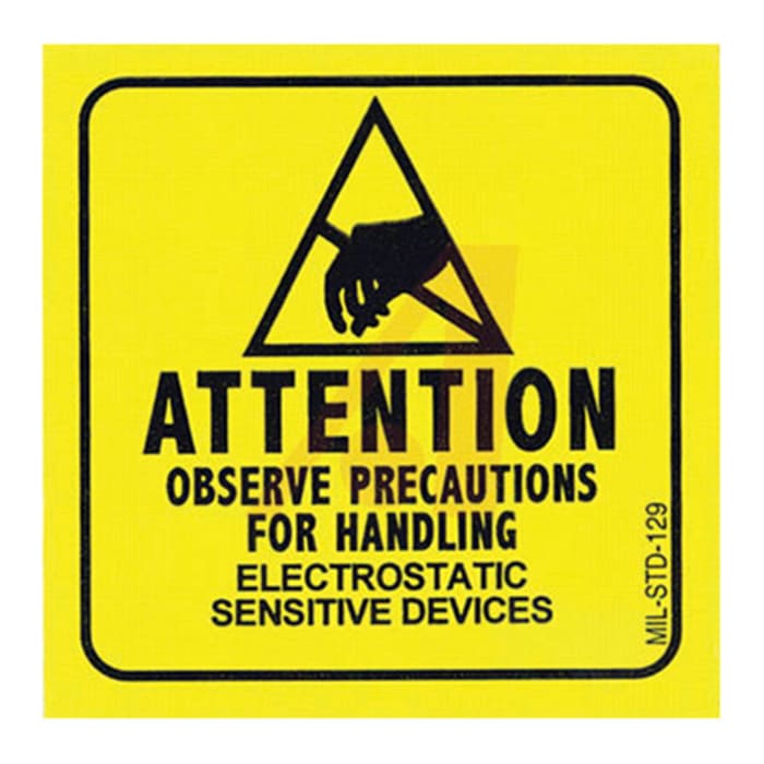 129LABEL SCS | SCS Yellow Gloss Paper ESD Label Attention Observe ...