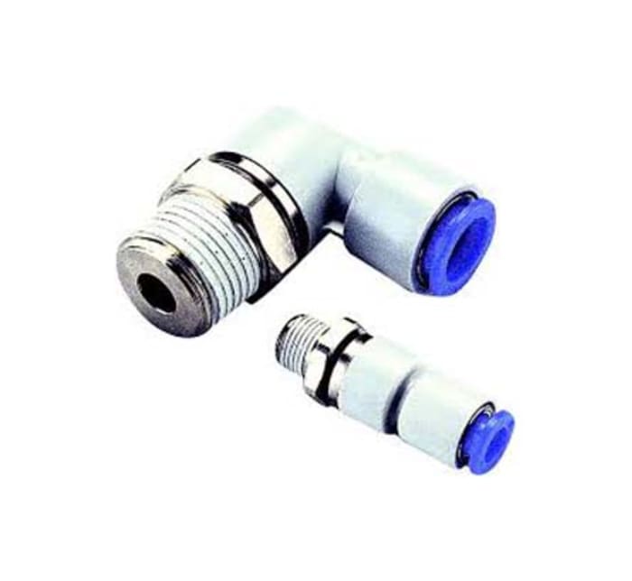 KSL10-02S SMC | SMC KSL Series Elbow Threaded Adaptor, R 1/4 Male to Push In 10 mm, Threaded-to ...