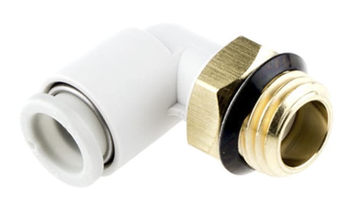 KQ2L08-G02A SMC | SMC KQ2 Series Elbow Threaded Adaptor, G 1/4 Male to Push In 8 mm, Threaded-to ...