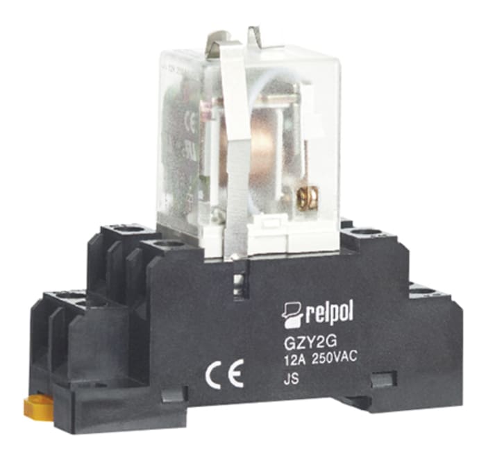 GZY2G-BLACK Relpol | Relpol 8 Pin 250V ac DIN Rail Relay Socket, for ...