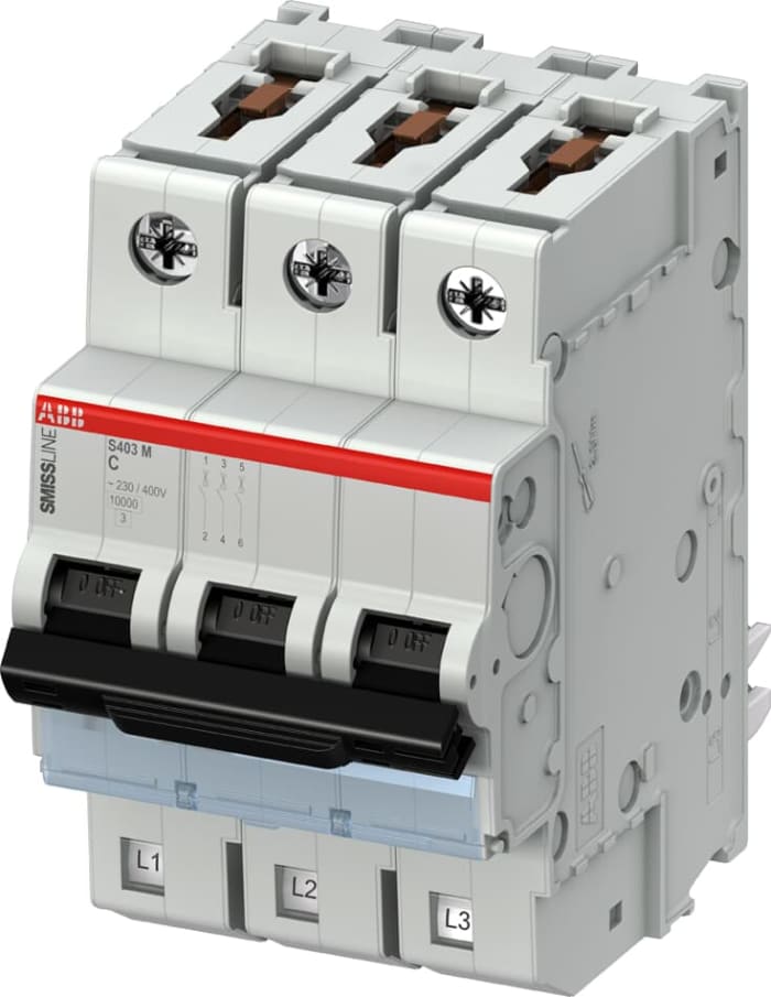 S403M-C13 ABB | ABB SMISSLINE TP S400M MCB, 3P, 13A Curve C, 230V AC, 10 kA Breaking Capacity ...