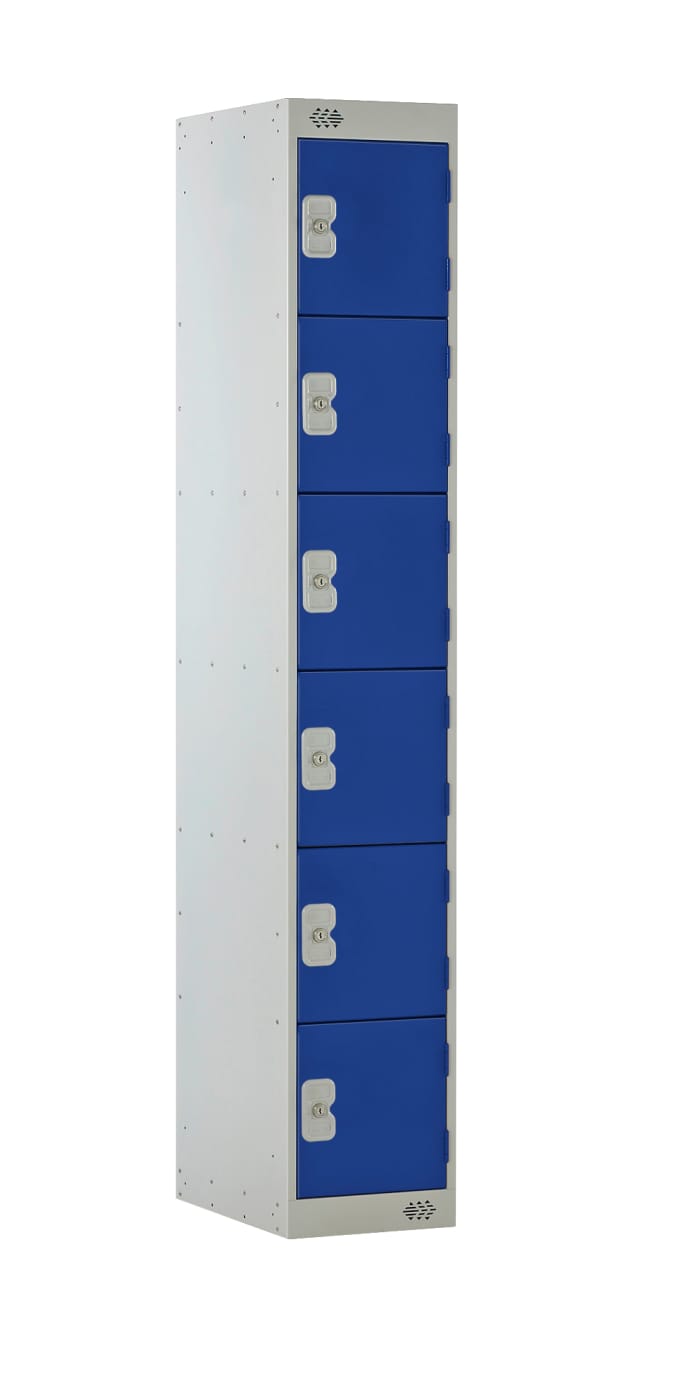 RS PRO | RS PRO 6 Door No Steel Blue Locker, 1800 mm x 300 mm x 450mm ...