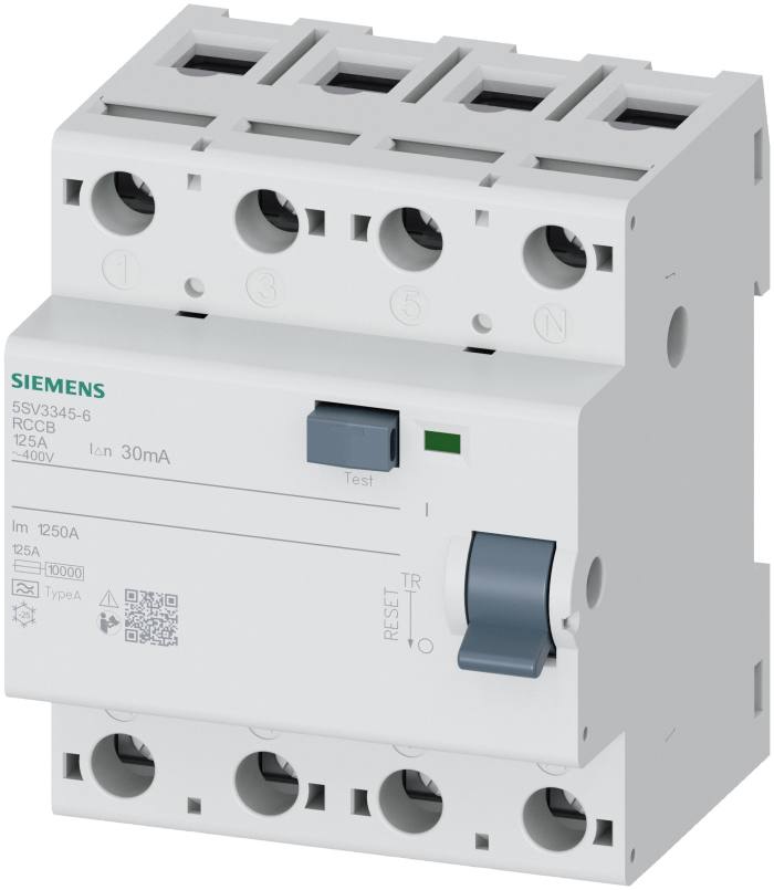 5SV3345-6 Siemens | Siemens 5SV3 RCCB, 125A, 4 Pole, 30mA, Type A, 230 ...