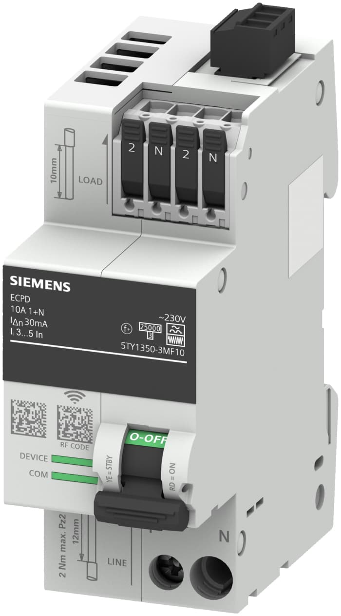 5TY1350-3MF10 Siemens | Siemens 5SV3 RCCB, 10A, 2 Pole, 30mA, Type F ...