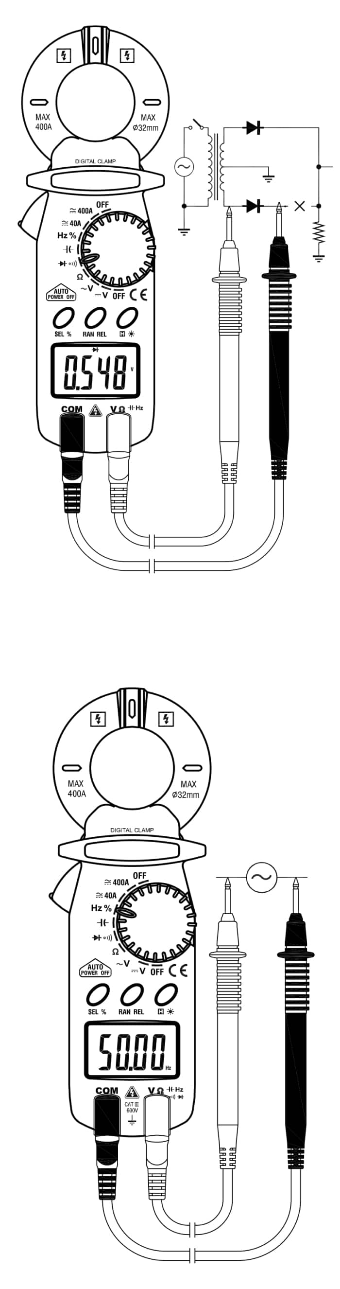 RS PRO | RS PRO Clamp Meters, 400A dc, Max Current 400A ac CAT III 600V ...