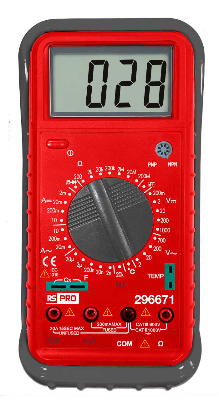 RS PRO | RS PRO Digital, LCD Digital Multimeter, 10A ac Max, 10A dc Max, 700V ac Max | 296-671 | RS