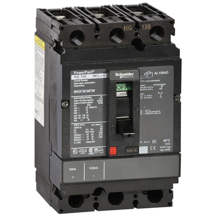 NHJF36150TW Schneider Electric | Schneider Electric, NHJF MCCB 3P 150A ...