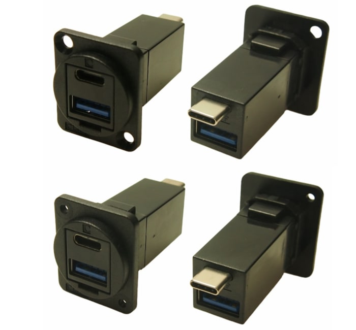 RS PRO | Straight, Panel Mount, Socket- Dual Port Type USB USB3.0 A-A ...