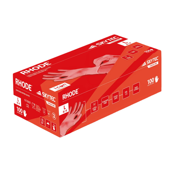 SKY981 Skytec | Skytec SKY Red Powder-Free Nitrile Disposable Gloves ...
