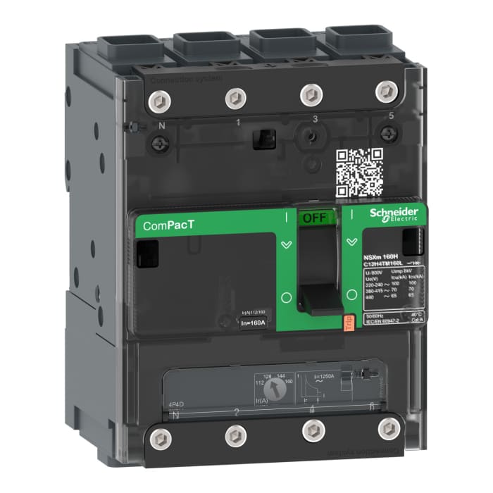 C11N6TM100L Schneider Electric | Schneider Electric, ComPacT MCCB 4P 100A, Breaking Capacity 50 ...