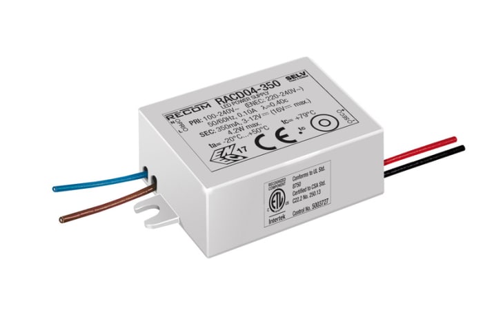RACD04-350 Recom | Recom LED Driver, 3 → 12V dc Output, 4.2W Output, 350mA Output, Constant ...