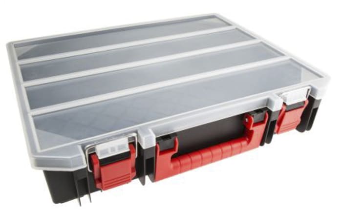 RS PRO | RS PRO 1 Cell Black, Red Polypropylene Compartment Box, 91mm x ...
