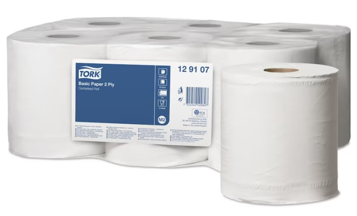 129107 Tork | Tork Tork Basic Paper 2 Ply Rolled White Paper Towel, 150 ...