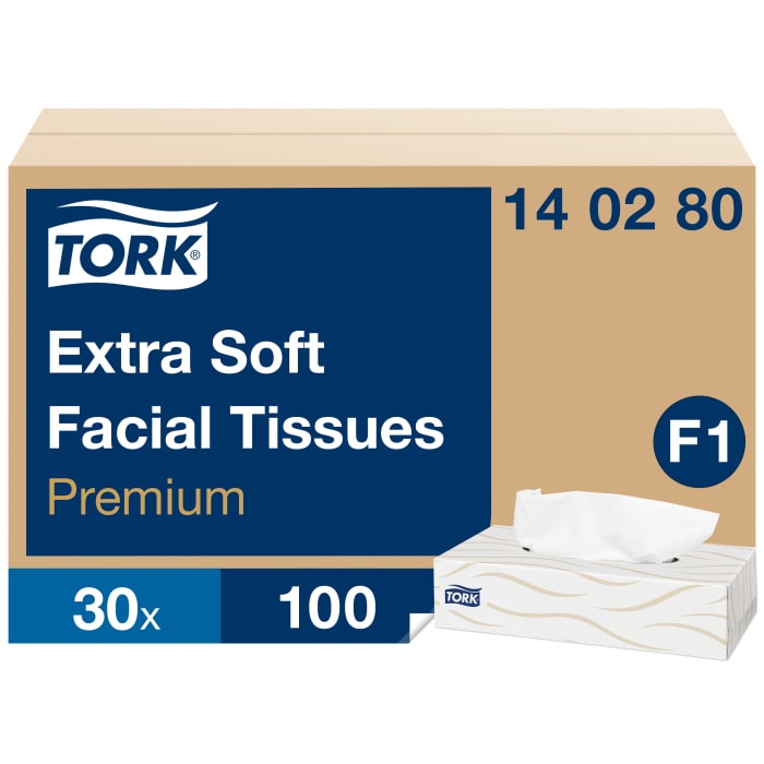 140280 Tork | Extra Soft White Facial Tissues, Box of 100 | 136-9634 | RS