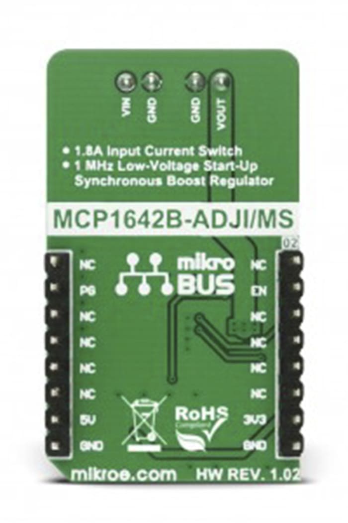 MIKROE-2894 MikroElektronika | MikroElektronika BOOST 2 Click DC-DC Regulator for MCP1642B for ...