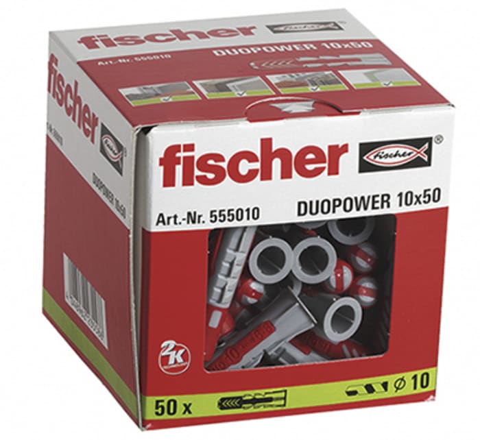 555010 Fischer Fixings | Fischer Fixings Nylon Screw Anchor 50mm, 10mm ...