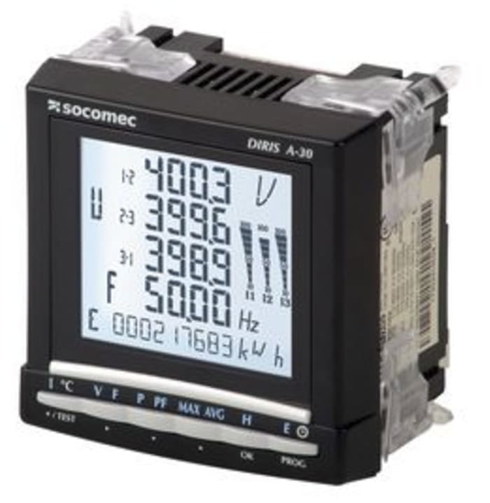 48250404 Socomec | Socomec 3 Phase Backlit LCD Energy Meter | 182-5718 | RS