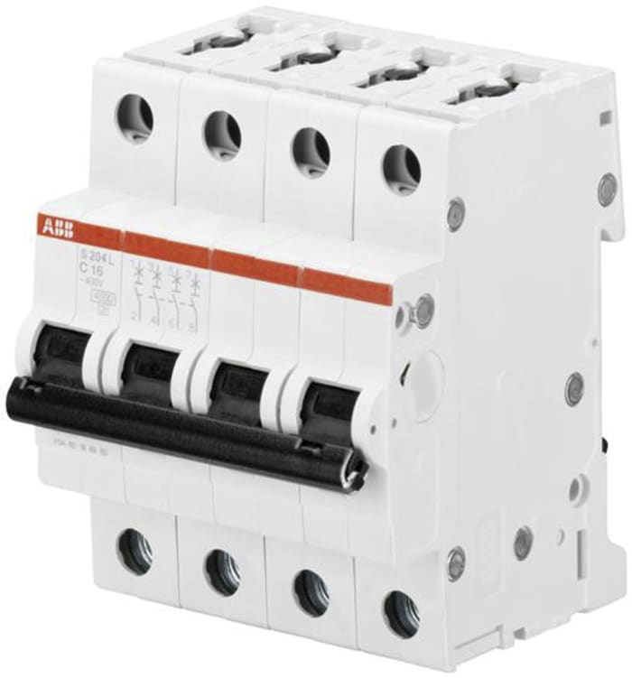 2CDS244701R0254 ABB | Interruptor automático 4P, 25A, Curva Tipo C, Poder de corte 6 kA S204L ...