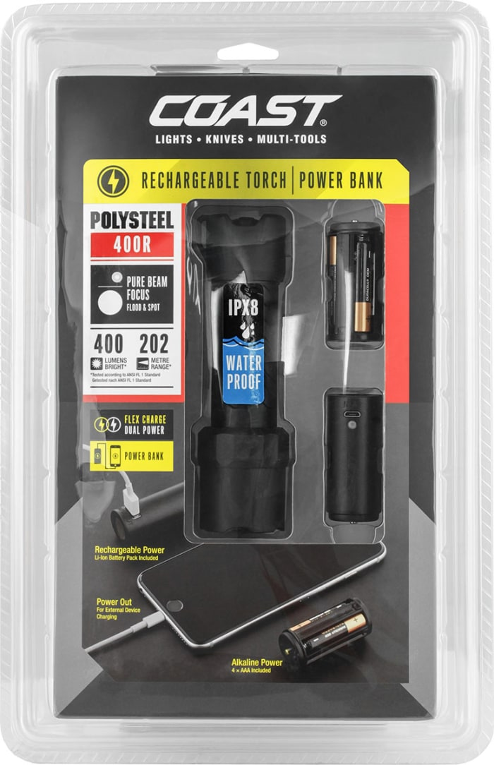 Polysteel 400R Coast | Coast LED Torch Rechargeable 300 lm, 146 mm ...