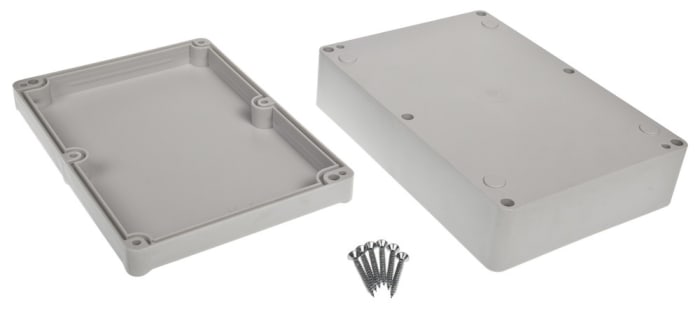 RS PRO | RS PRO Grey ABS Enclosure, IP65, IK09, Grey Lid, 176.8 x 125. ...
