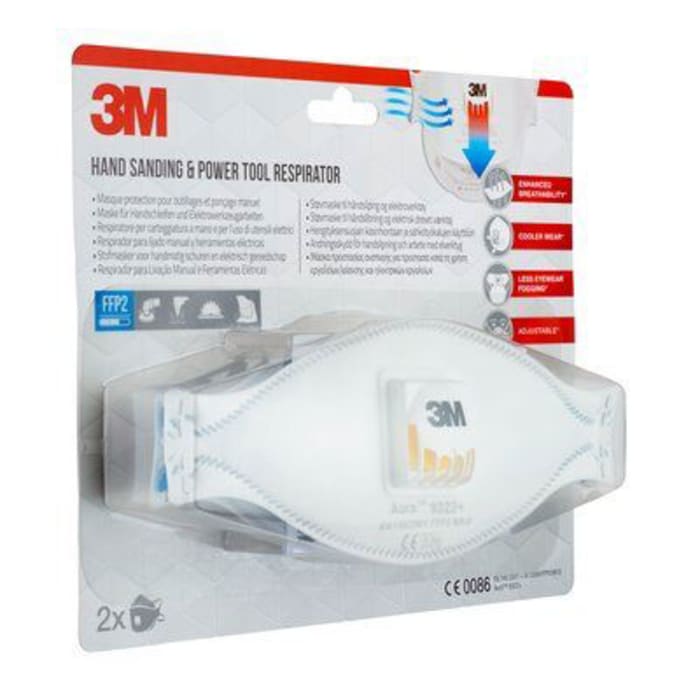 3M Aura 9322+ 3M | Mascarilla desechable FFP2 3M Aura 9322+, serie Aura™ 9300+, sin válvula ...